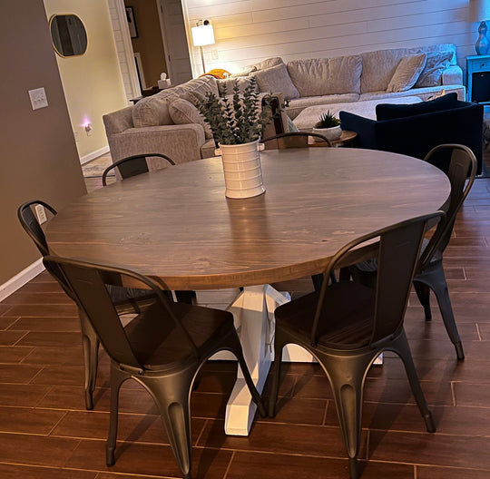Grayson Round Farmhouse Table | Dining Table | Handcrafted – Seeds ...