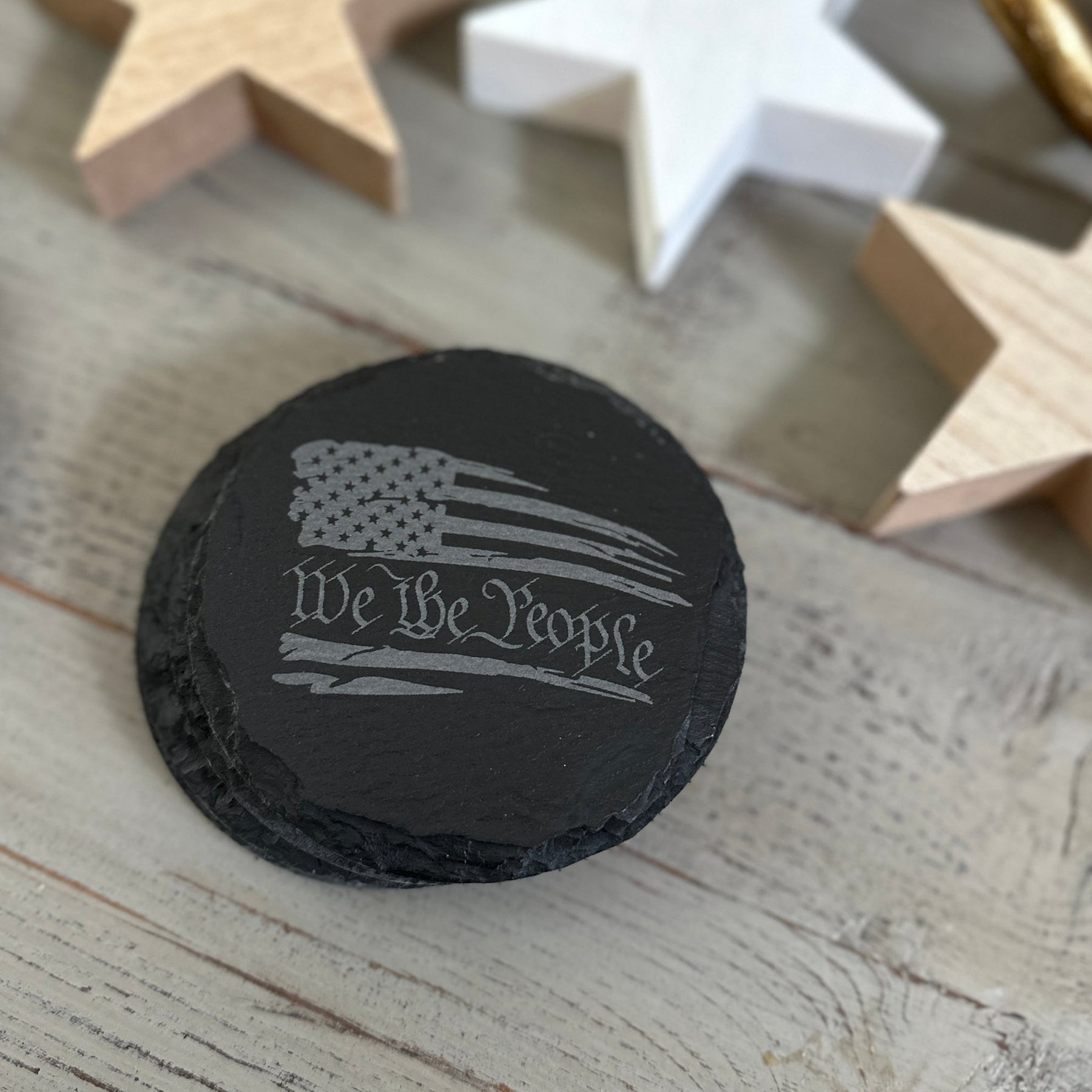 Patriotic American Themed Coaster Set | Slate, Wood or Cork | 4 of Jul ...