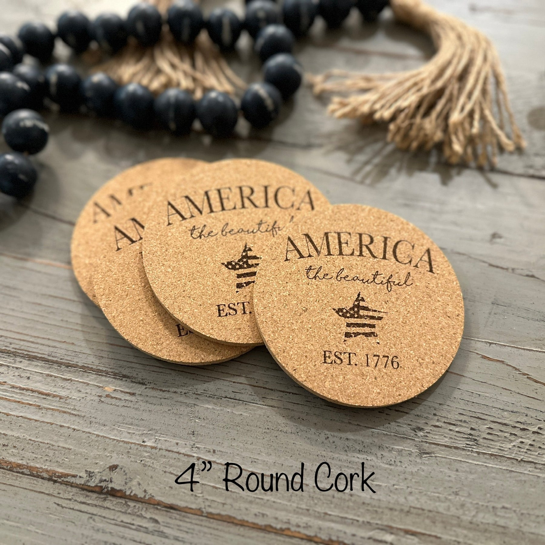 Patriotic American Themed Coaster Set | Slate, Wood or Cork | 4 of Jul ...