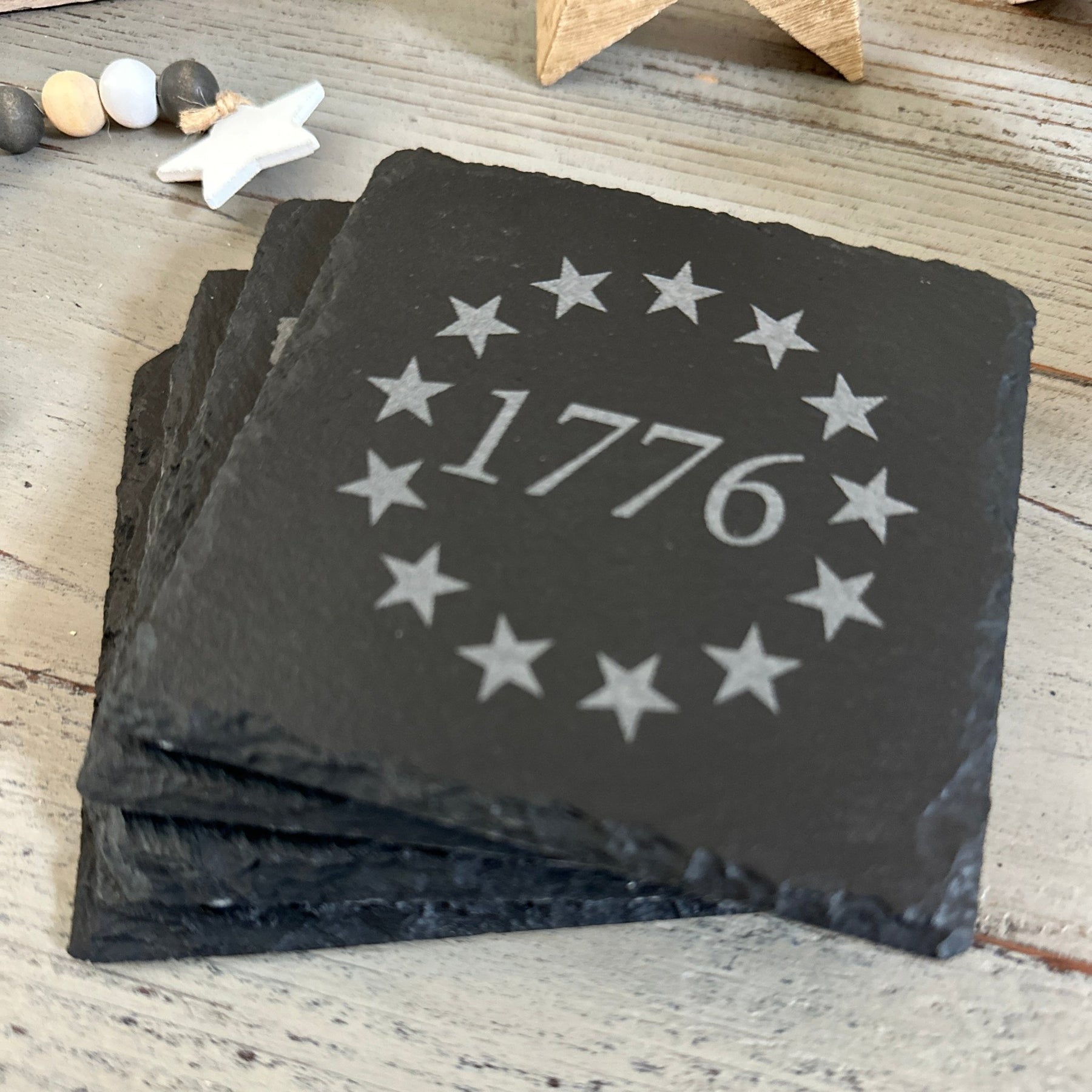 Patriotic American Themed Coaster Set | Slate, Wood or Cork | 4 of Jul ...